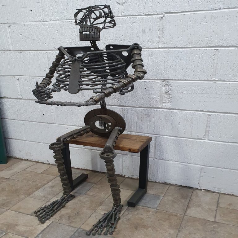 Repurposed Metal Sitting Skelton-Life Size-Order Online- Rebuild Custom